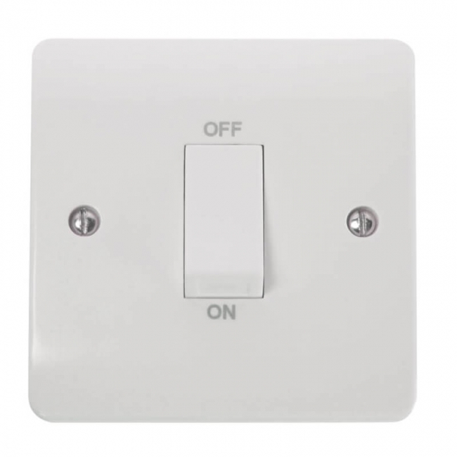 Scolmore Click Mode 45A 1 Gang Double Pole Switch With White Rocker ...