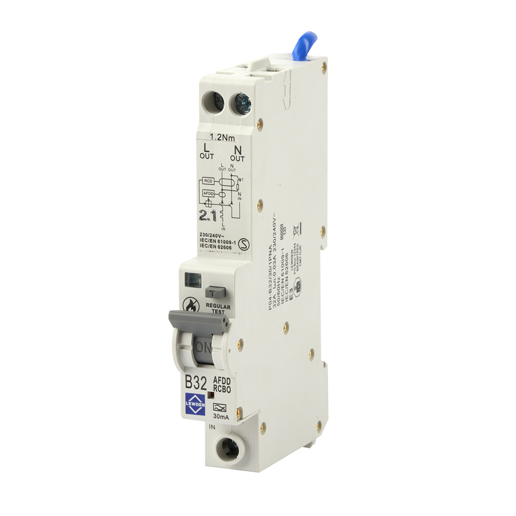 Lewden AFDD RCBO 32A 30mA 1P+N Arc Fault Detection Device | DTR Electrical Supplies