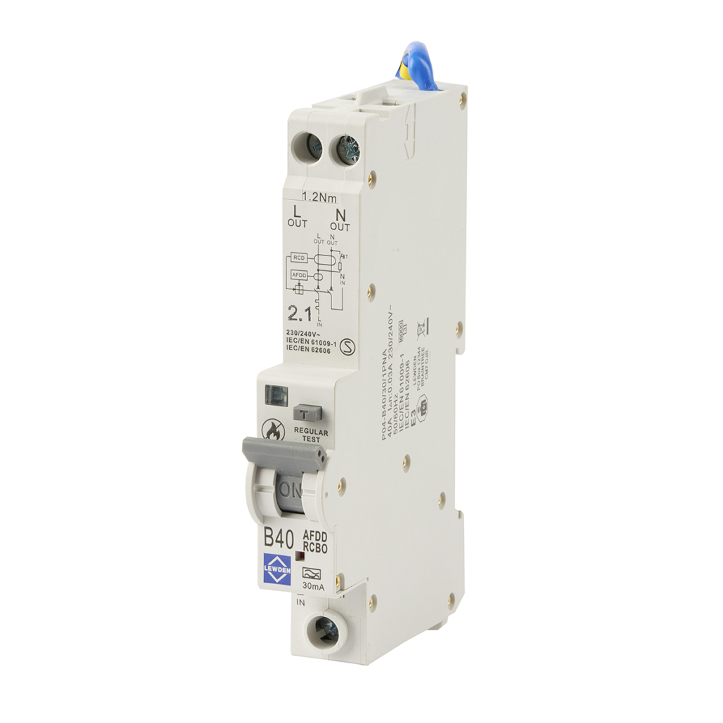 Lewden AFDD RCBO 40A 30mA 1P+N Arc Fault Detection Device | DTR Electrical Supplies