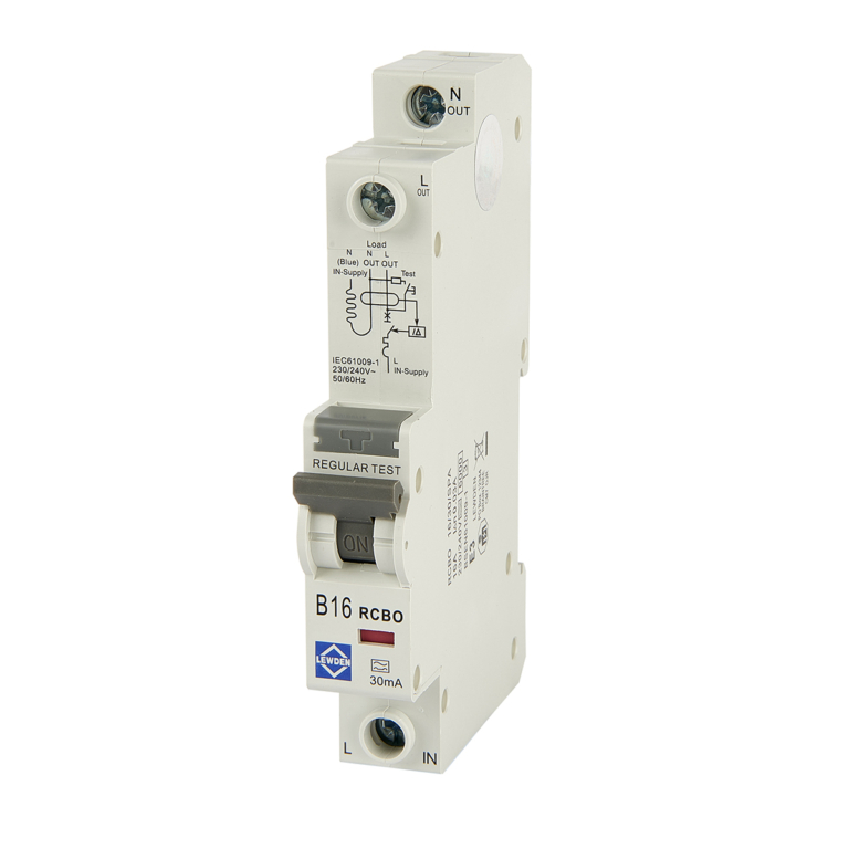 Lewden Type A RCBO 16A 30mA 6kA 1 Pole – B Curve | DTR Electrical Supplies