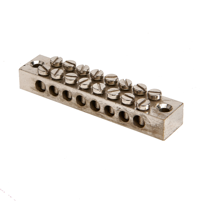 8 Way Nickel Plated Earth Block | DTR Electrical Supplies