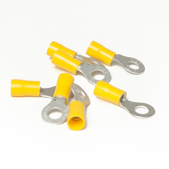 Yellow Ring Terminals 6.5mm (Pack of 100) | DTR Electrical Supplies